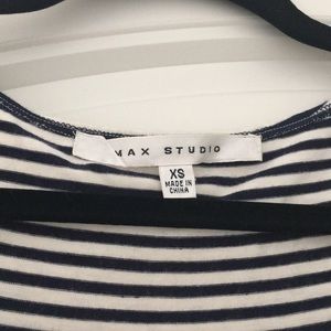 Max Studio | Dresses | Max Studio Navy Blue And Yellow Striped Dress Xs ...